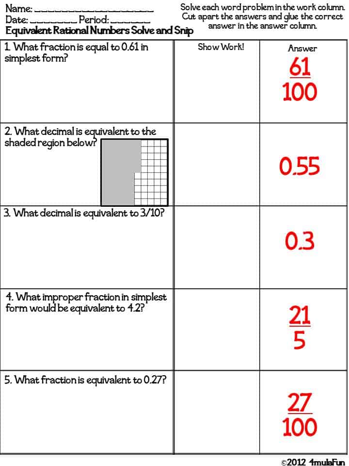 "Solve and Snip"- Interactive Practice aligned to TEKS and Common Core ...