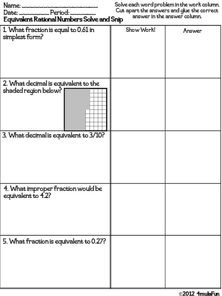 "Solve and Snip"- Interactive Practice aligned to TEKS and Common Core ...