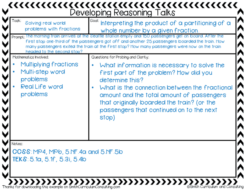 Creating Reasoning Talks for Your Classroom • Smith Curriculum and ...