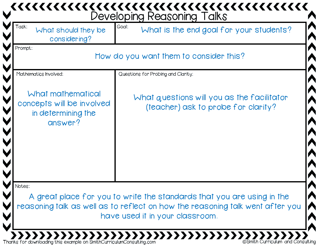 Creating Reasoning Talks for Your Classroom • Smith Curriculum and ...