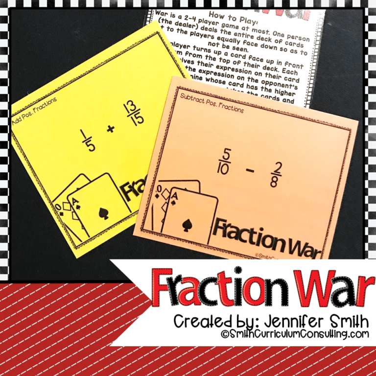 Fraction War Task Cards Game by Smith Curriculum and Consulting