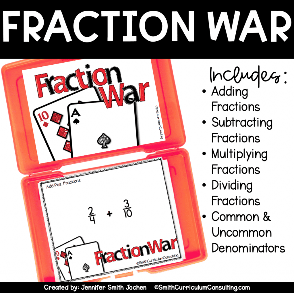 Fraction War Task Cards Game by Smith Curriculum and Consulting