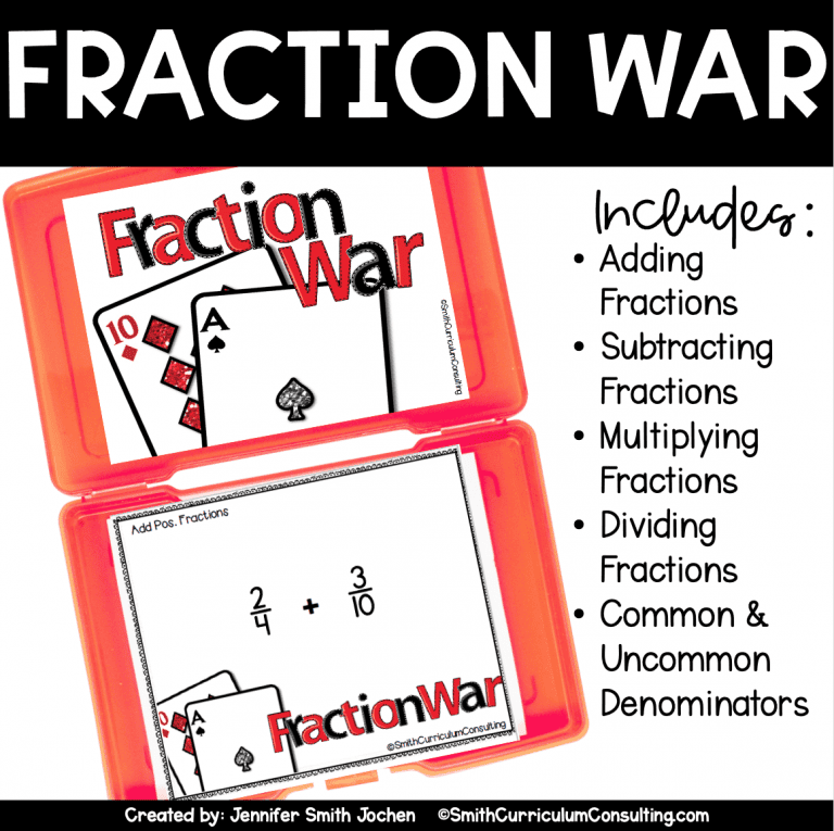 Fraction War Task Cards Game by Smith Curriculum and Consulting
