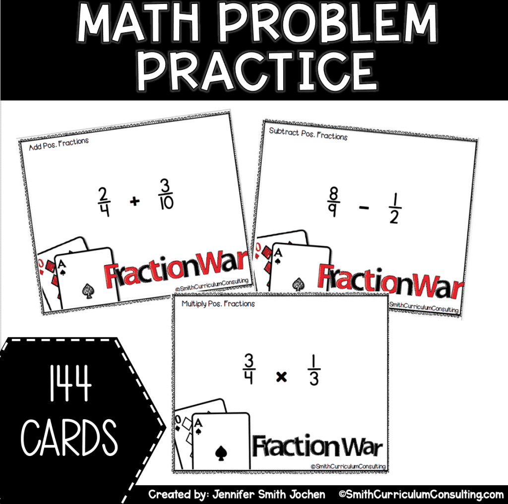 Fraction War Task Cards Game by Smith Curriculum and Consulting