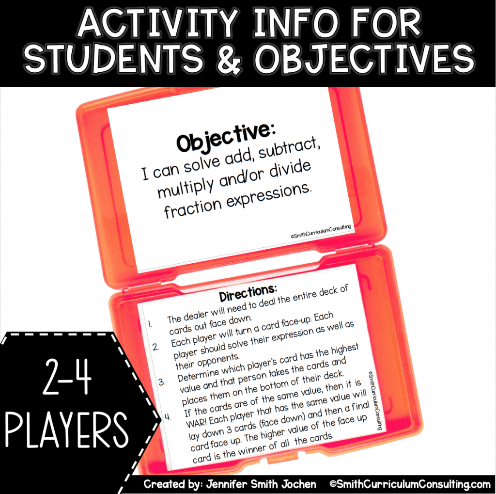 Fraction War Task Cards Game by Smith Curriculum and Consulting