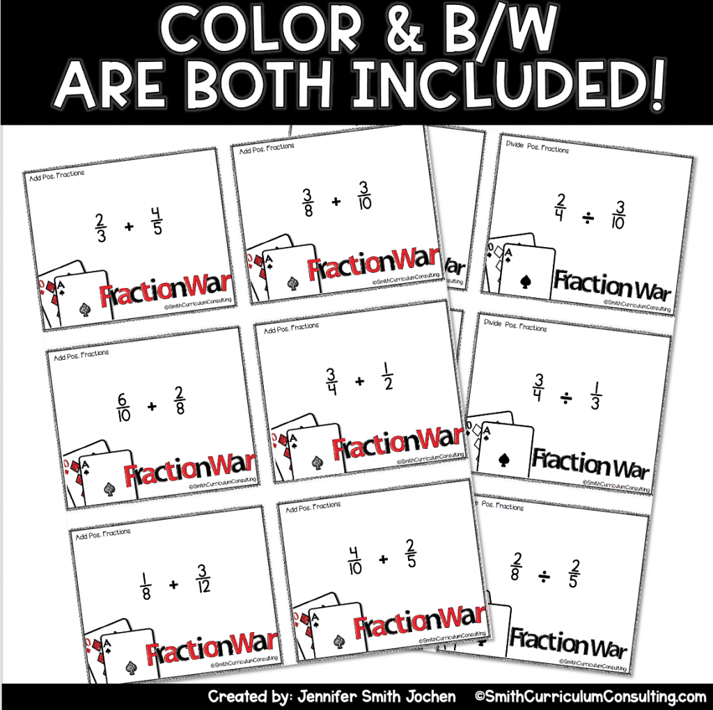 Fraction War Task Cards Game by Smith Curriculum and Consulting