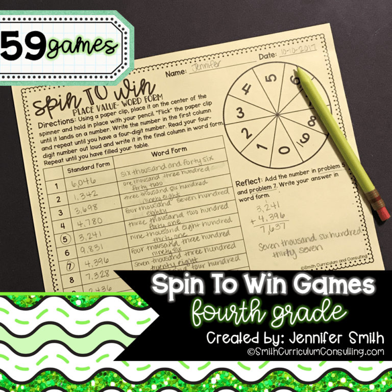 Spin to Win - Fourth Grade - 59 Centers for Math Workshop • Smith ...