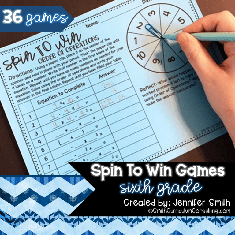 Spin to Win - Sixth Grade - 36 Centers for Math Workshop • Smith ...