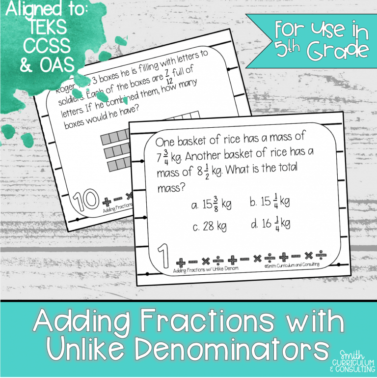 Adding Fractions With Uncommon Denominators Task Cards TEKS 5 3e adding-fractions-with-uncommon-denominators-task-cards-teks-5-3e