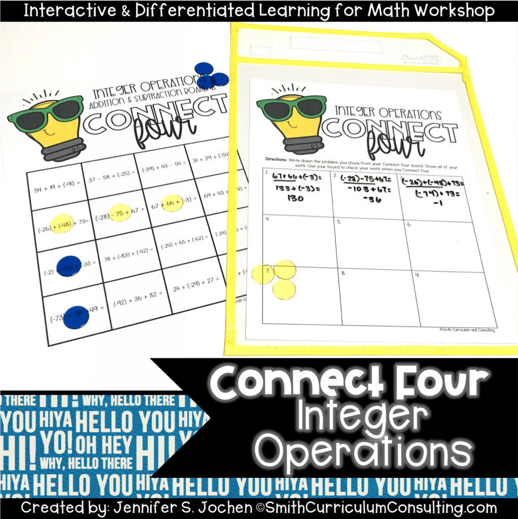 Connect Four Integer Operations Game | TEKS 7.3a | 7.3b • Smith ...
