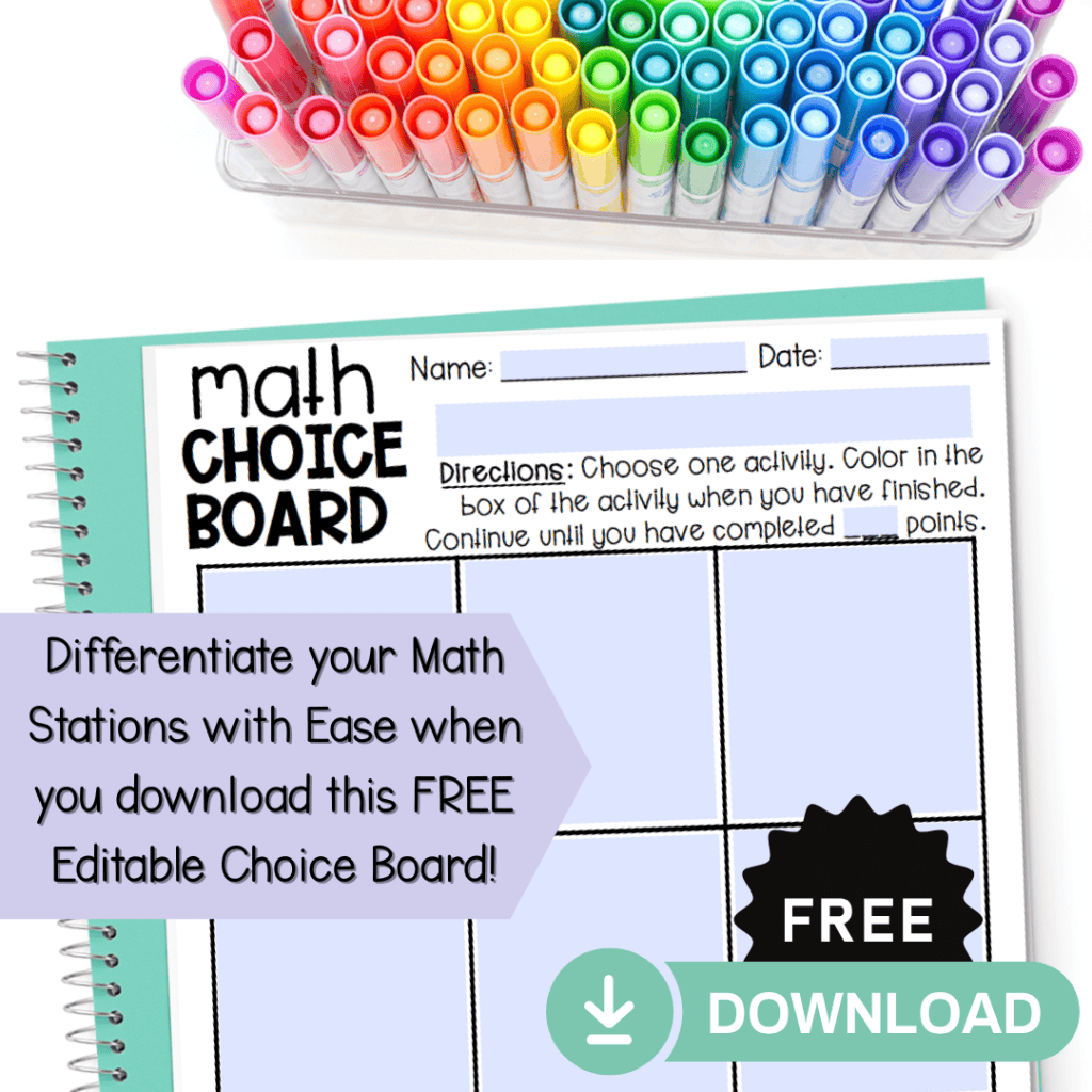 Grab a Differentiated Math Choice Board Template (for FREE) • Smith ...