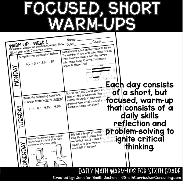 6th Grade Math Warm Ups - Full Year Bundle - Daily Bell Ringers ...